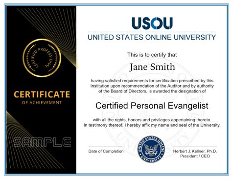Cpe Sample Certificate United States Online University