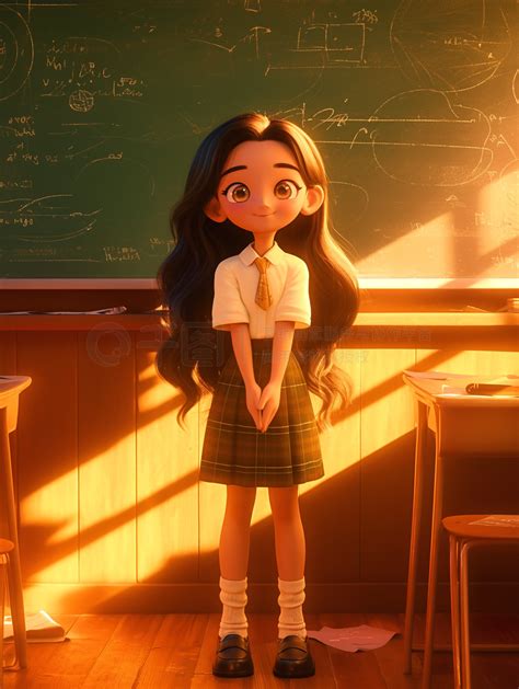 可爱女孩ai数字艺术 一个留着黑长发的校服裙子的可爱女孩 Ai立体元素免费下载png格式2784像素编号70956674 千图网