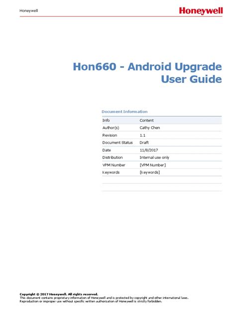 Hon660 Android Upgrade User Guide Honeywell Pdf Android