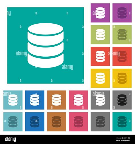 Single Database Multi Colored Flat Icons On Plain Square Backgrounds Included White And Darker