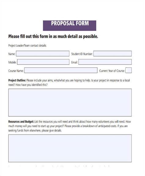 Free 38 Sample Blank Proposal Forms In Pdf Excel Ms Word