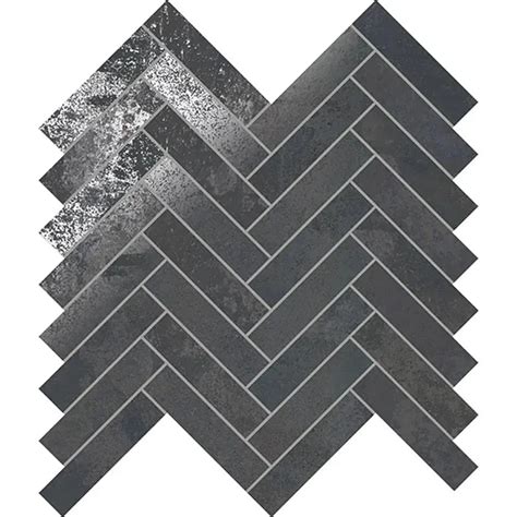 Gray Herringbone Matte Porcelain Mosaic Tile Aloft Tiles