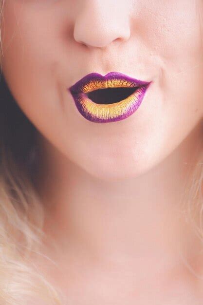 Premium Photo Cropped Image Of Woman With Purple Lipstick