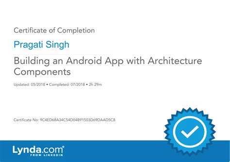 Building An Android App With Architecture Components Certificate Of Completion Pdf
