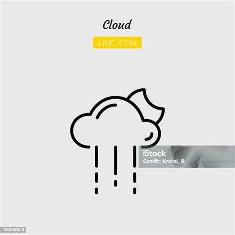 라인 아이콘 기호 일기 예보 기후 구름 달 밤 비오는 고립 된 평면 윤곽선 벡터 디자인 0명에 대한 스톡 벡터 아트 및 기타 이미지 Istock