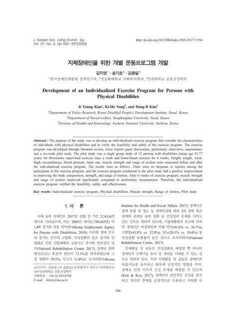 Pdf Development Of An Individualized Exercise Program For Persons