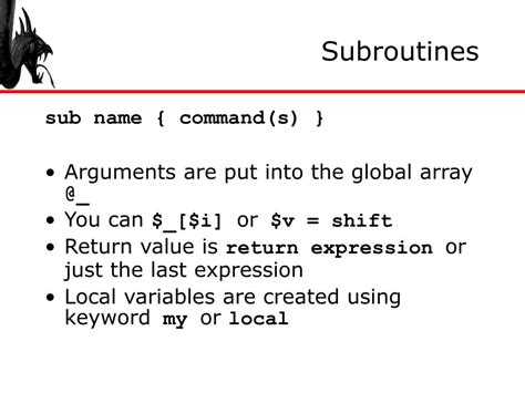 Ppt Programming In Perl Conditional Execution L Oops Subroutines