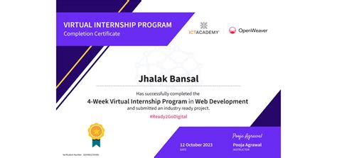 Jhalak Bansal On Linkedin Virtual Internship Program Web Development Open Weaver Inc
