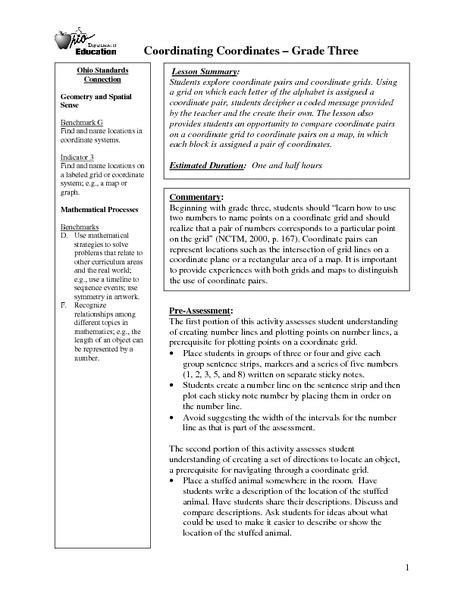 Coordinating Coordinates Lesson Plan For 3rd Grade Lesson Planet