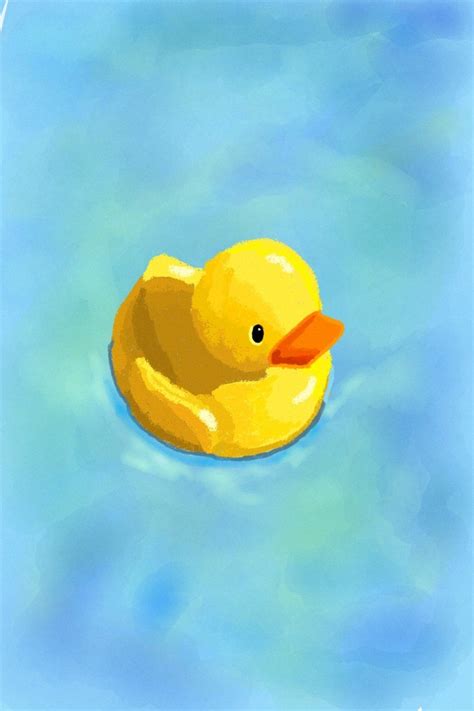 Yellow Rubber Ducky Floating In Water Duck Toy Drawing Rubber Ducky