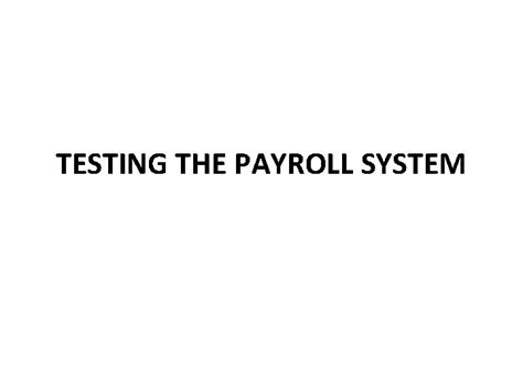 Testing The Payroll System Control Objectives A Payment