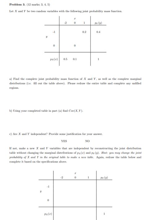 Solved Problem 3 12 Marks 3 4 5 Let X And Y Be Two Chegg Com