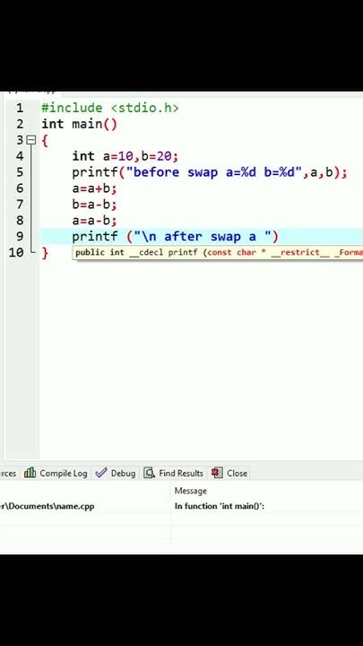 C Program To Swap Two Numbers Without Third Variable Shorts Coding