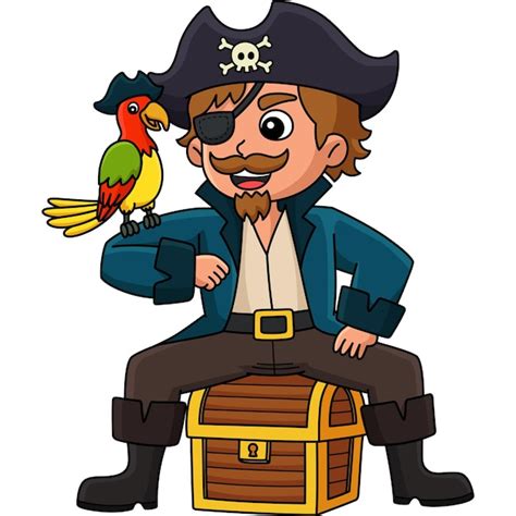 Premium Vector Pirate With A Parrot Cartoon Colored Clipart