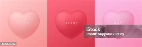 파스텔 핑크 레드 3d 하트 모양 프레임 디자인 세트 발렌타인 데이 축제 디자인을위한 요소 화장품 진열을 위한 하트 배경 모음 평면도 벡터 일러스트 레이 션입니다 3차원