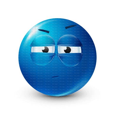 Suspicious Looking Blue Emoji Joobi Squint Stare Sus Silly