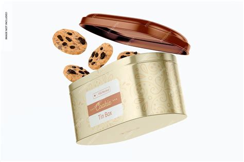 Premium Psd Rectangular Cookie Tin Box Mockup Floating