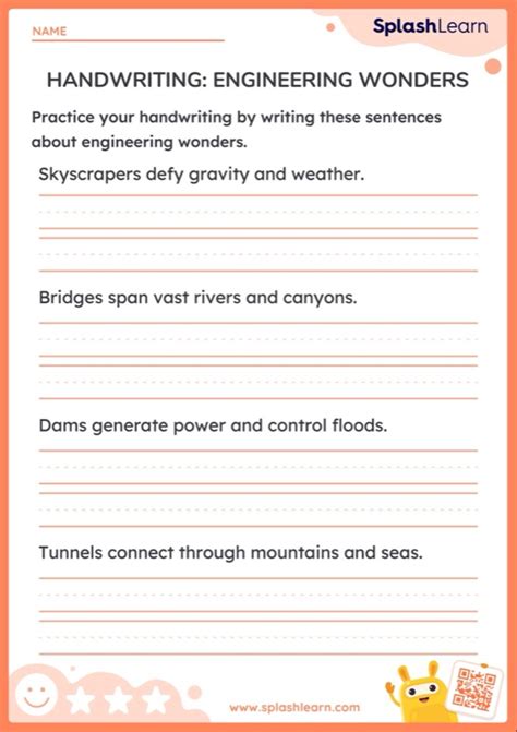 Handwriting Engineering Wonders Worksheet