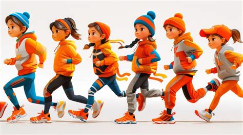 Premium Photo Cartoon Characters Running Marathon Animation Of Young