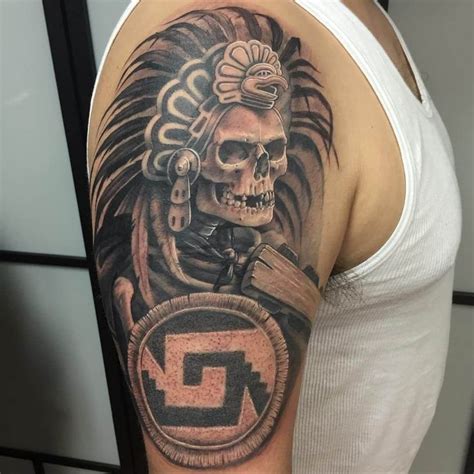 Aztec Warrior Shoulder Tattoos