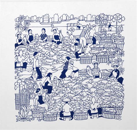 潘保琦、张拔伉俪合作的剪纸 渔丰 1974年中国妇女儿童博物馆