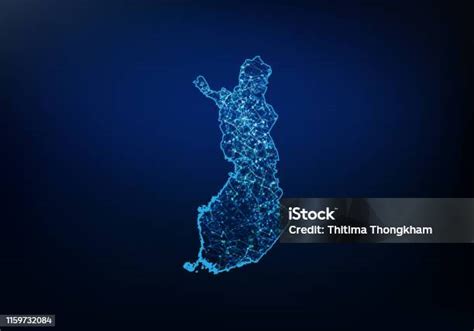 핀란드지도 네트워크 인터넷 및 글로벌 연결 개념 와이어 프레임 3d 메쉬 다각형 네트워크 라인 디자인 구체 점 및 구조의 추상 벡터 일러스트레이션 Eps 10 0명에 대한