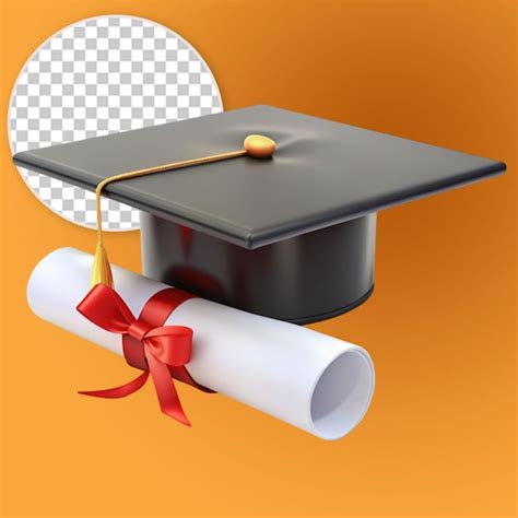 Premium Psd 3d Render Graduation Cap With Diploma Certificate
