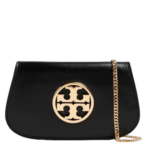 Tory Burch Open Box Tory Burch Black Leather Reva Clutch With Chain