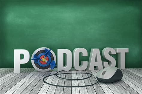 칠판 배경에 대상 및 컴퓨터 마우스와 3d 단어 팟 캐스트 3d 렌더링 3차원 형태에 대한 스톡 사진 및 기타 이미지 3차원 형태 가정의 방 겨냥 Istock