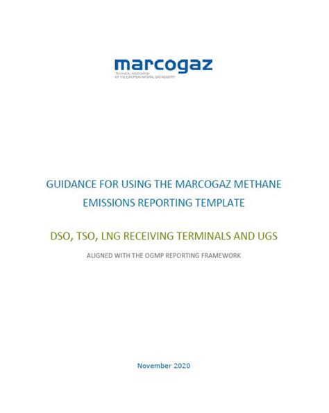 Guidance For The Marcogaz Methane Emissions Reporting Template Tso
