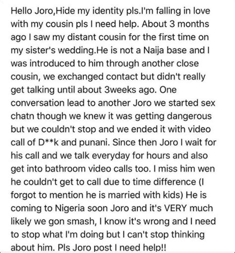 Help Im In Love With My Cousin We Started Having Sex Ion Know How To Stop Romance Nigeria