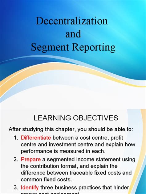 Decentralization And Segment Reporting Pdf Return On Investment Economies