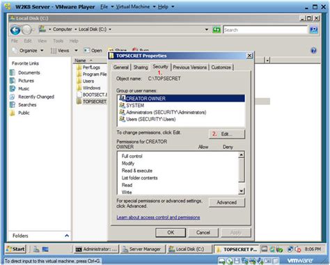 windows 2008 server lesson 6 creating directories acls and using