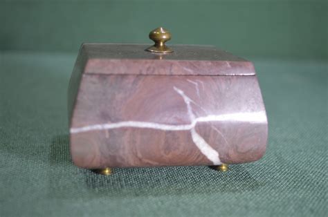 Купить Шкатулка каменная Модерн Латунь Натуральный камень СССР в интернет аукционе