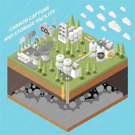 Premium Vector Carbon Capture Storage Sequestration Technology Isometric Composition With