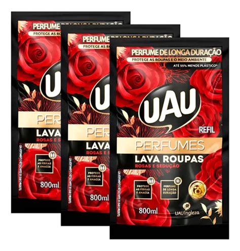 3 Sabão Líquido Uau Refil 800ml Perfume Rosas E Sedução Mercadolivre
