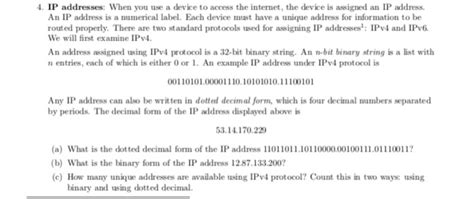 Solved 4 IP Addresses When You Use A Device To Access The Chegg Com