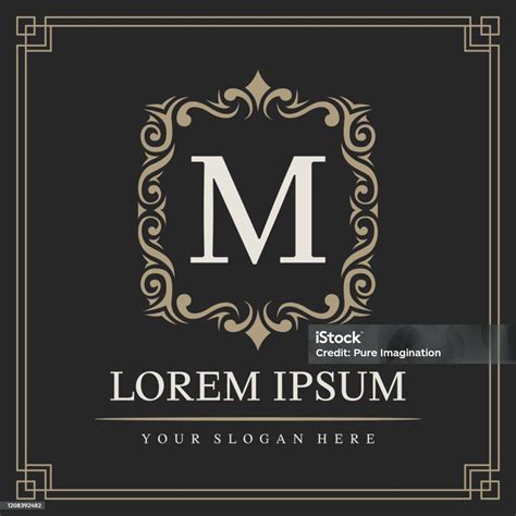 럭셔리 로고 템플릿 초기 문자 유형 M 벡터 일러스트레이션 0명에 대한 스톡 벡터 아트 및 기타 이미지 0명 개념 골동품 Istock