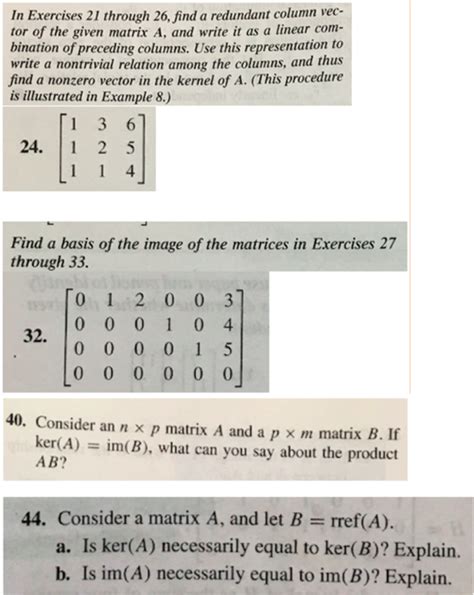 Solved Find A Redundant Column Vector Of The Given Matrix A