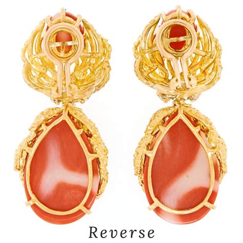 Sixties Coral And Diamond Earrings At 1stdibs