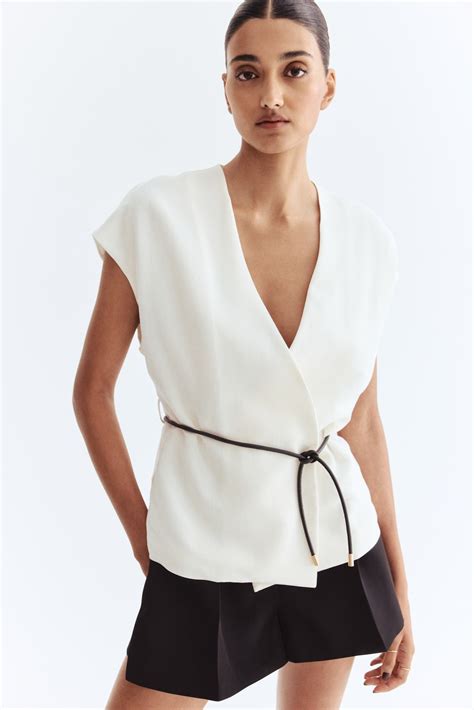 Womens White Wrap Top Handm In