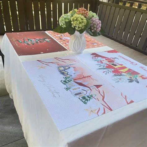 4pcs 플라스틱 플레이스 매트 크리스마스 테마 플레이스 매트 인쇄 플레이스 매트 Pvc 짠 단열 매트 식탁 Temu