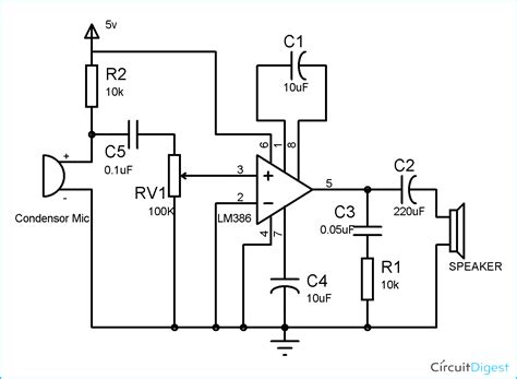 Component Lm386 Audio Amplifier Circuit Diagram Simple Intercom Pdf
