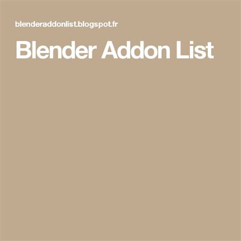 Blender Addon List