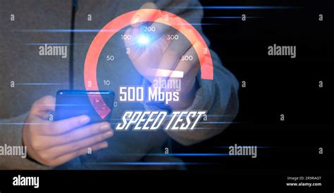 Fast Internet Connection Speedtest Network Bandwidth Technology Man Using High Speed Internet