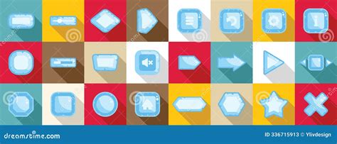 Ice Blocks Icons Set Set Of Ice User Interface Icons For Casual Games Showing Different Shapes