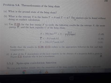 Solved 240 Problem 56 Thermodynamics Of The Ising Chain