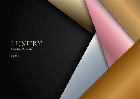 Abstract Golden Silver Pink Gold Overlapping Layer On Black