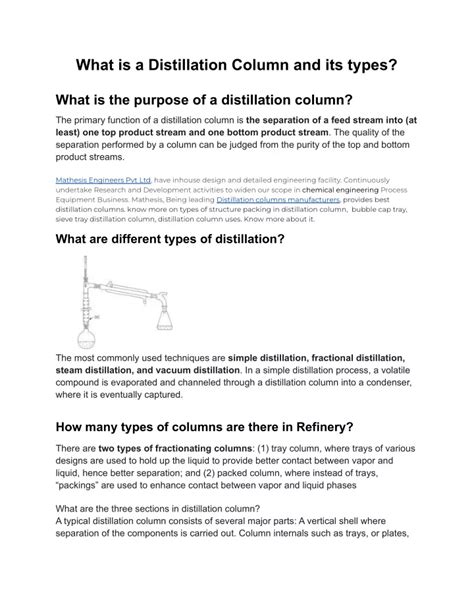 Ppt What Is A Distillation Column And Its Types Powerpoint