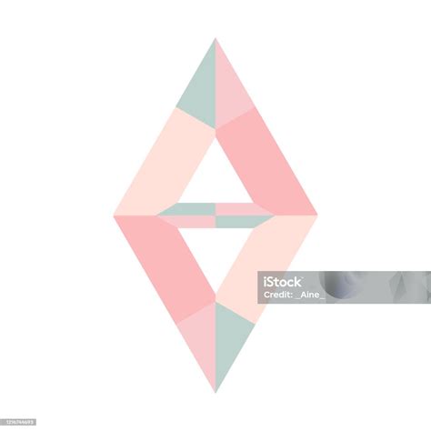 흰색 배경에 고립 된 플랫 스타일의 귀여운 만화 마름모 기하학적 모양 로고 아이콘 벡터 그림입니다 Freemasons에 대한 스톡 벡터 아트 및 기타 이미지 Istock